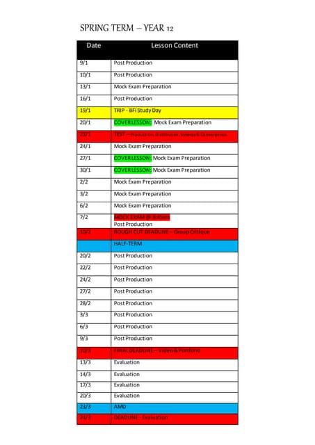Shooting schedule | PPT