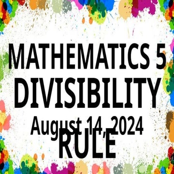 Lesson In Divisibility Rules Grade 5 Math Pptx