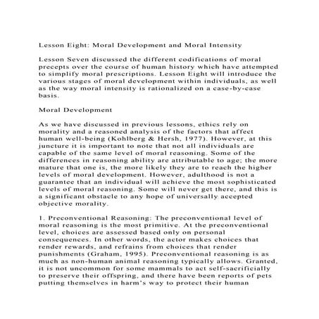 Lesson Eight Moral Development and Moral IntensityLesson Seve.docx