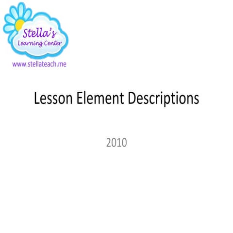 Lesson element descriptions ( to be updated ) | PPT
