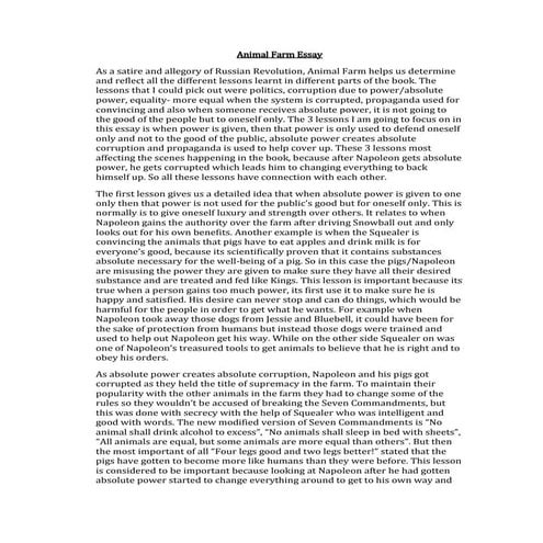 Animal Farm Novel Essay | DOCX