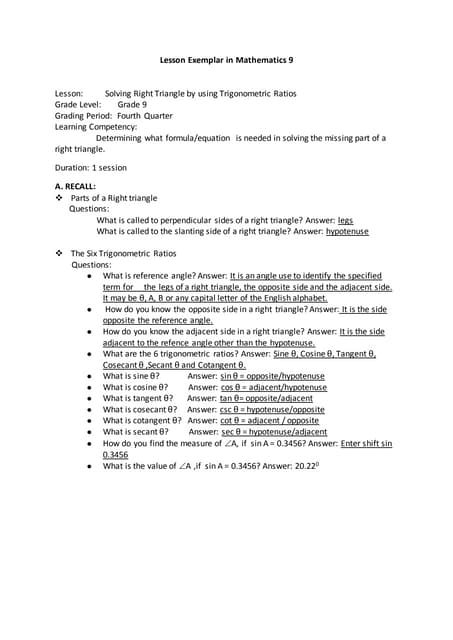 Trigonometry ratios in right triangle | PPT