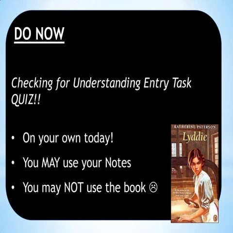Lyddie: Lesson four, Unit 1 | PPTX