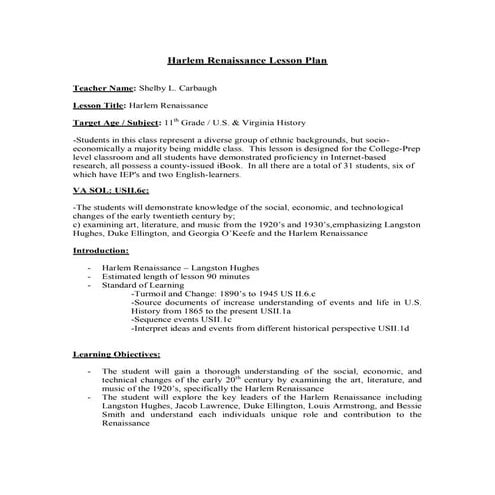 Lesson Harlem Ren Pdf | PDF