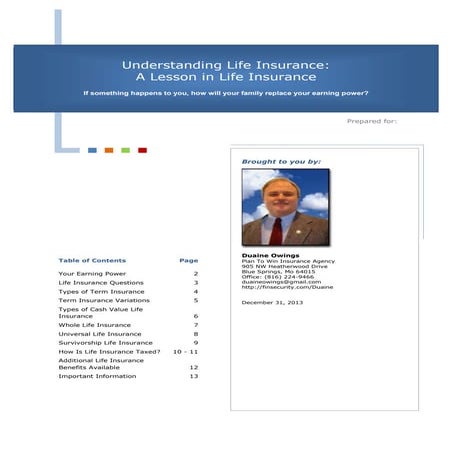 Life Insurance Lesson | PPT