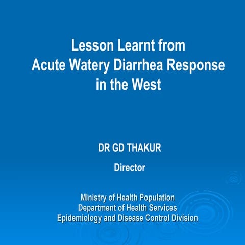 Lesson learnt from diarrheal outbreak edcd | PPT