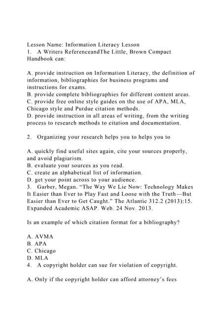 IDMH101 Test.pptx information literacy exam | PPT