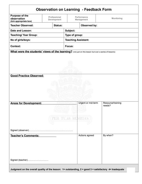 Observation tracking form