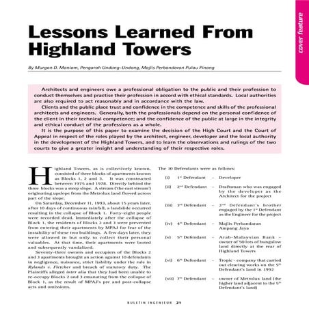 Lesson of highland towers | PDF