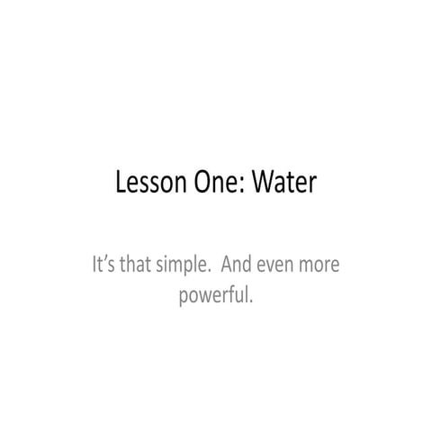 Healthy Living: Lesson One Water | PPT