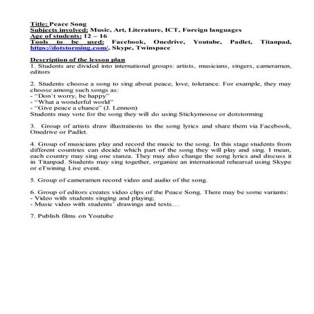 Lesson peace song | PDF