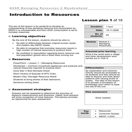 Lesson Plan | PDF