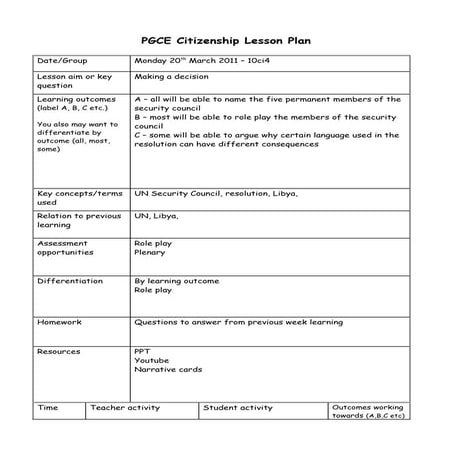 Lesson plan | DOC | Education
