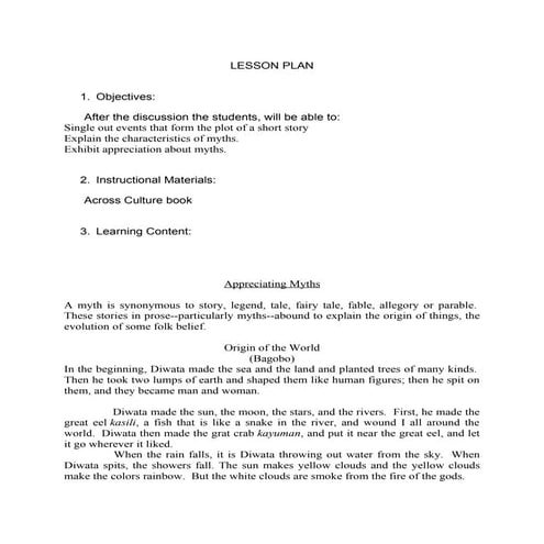 Part of speech lesson plan | DOC