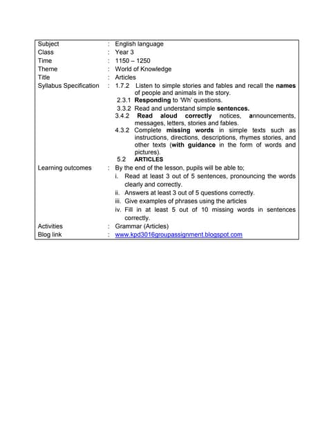 Detailed lesson plan sentence structure;simple & compound | PDF
