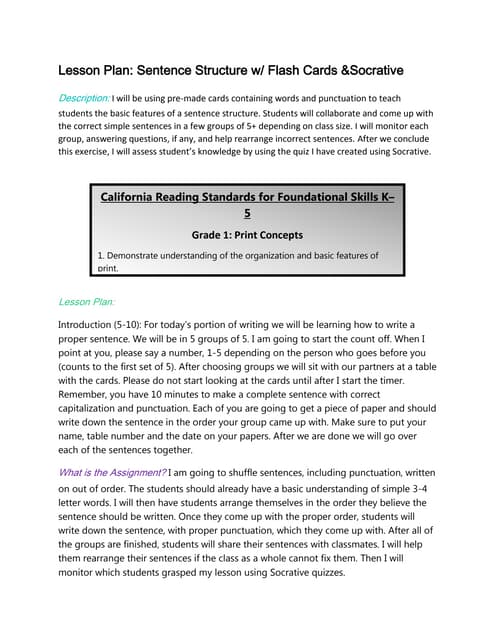 LESSON PLAN Basic sentence pattern | DOCX