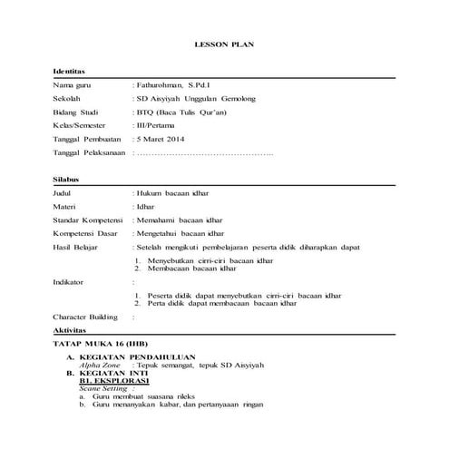 Lesson plan | DOCX