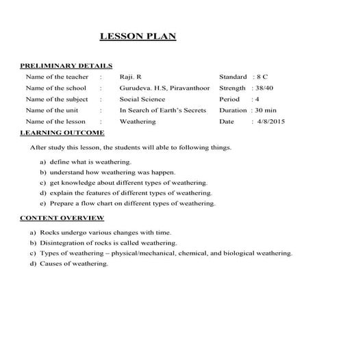 Social sciences lesson plan term 4 geograpghy | DOCX