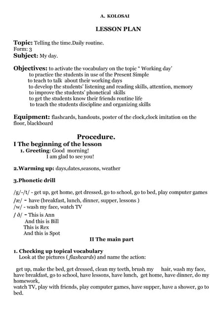 Personal information lesson plan and flash card | PDF
