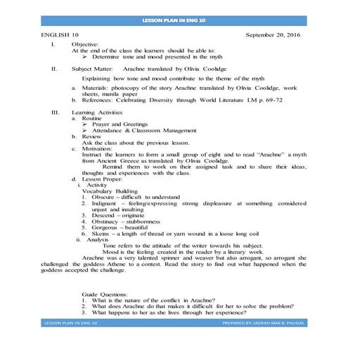 SAMPLE: Grade 10 - APA Bibliography Detailed Lesson Plan | DOCX