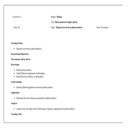 PIGMENTS INVOLVED IN PHOTOSYNTHESIS | PDF