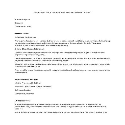 Scratch Lesson plan for Grade 1 | PDF
