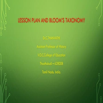 Lesson Plan and Bloom's Taxonomy | PDF