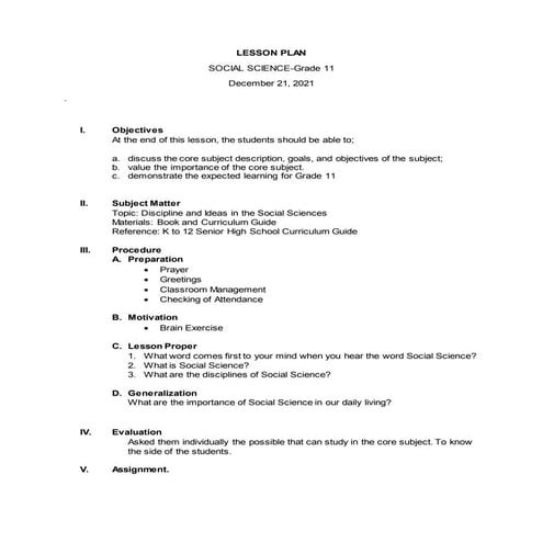 Lesson plan | DOCX | Educational Assessment | Education