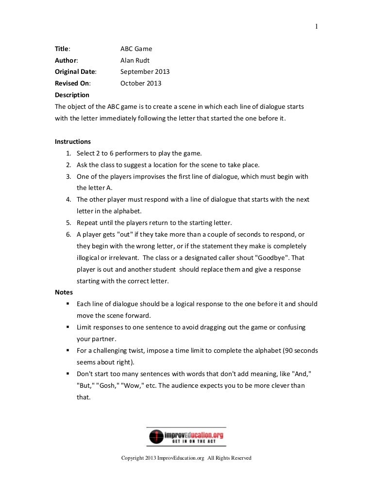 Lesson Plan ABC Game Lesson Plan ABC Game