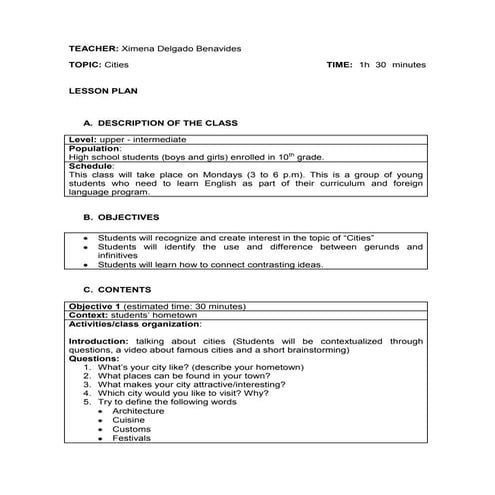 Lesson plan cities | PDF