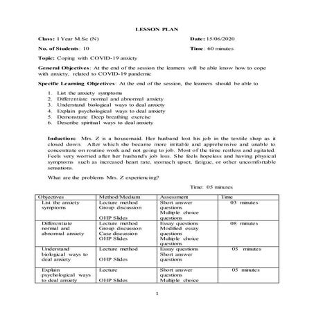 Lesson plan covid-19 | DOCX