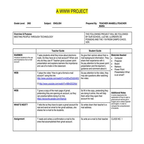 Lesson plan email | DOCX
