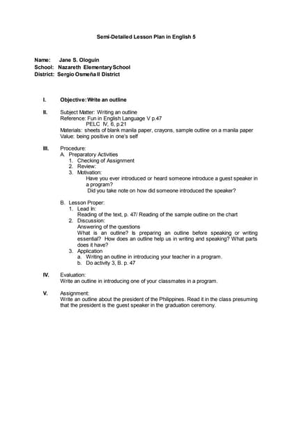 Lesson plan english 6 -retelling | DOCX