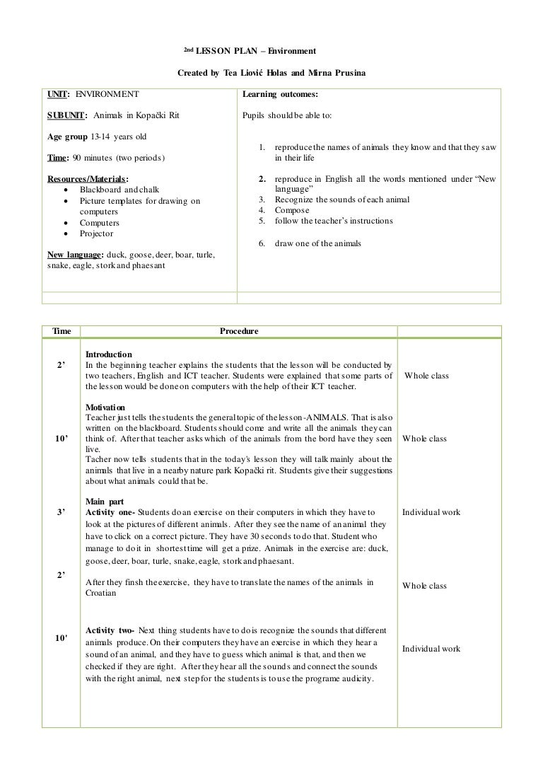 Lesson plan environment 2