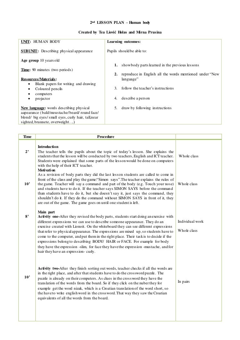 Lesson Plan Human Body 2 lesson-plan-human-body-2
