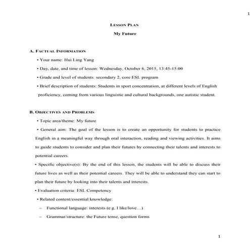 Lesson plan my future | DOC