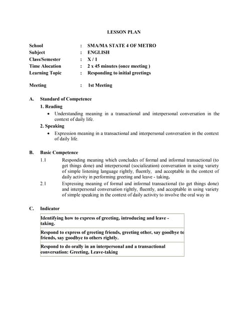 Classroom objects-lesson-plan | PDF