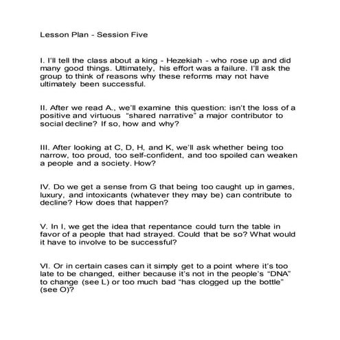 Lesson Plan-Session Five | PDF
