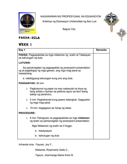 Tos filipino unang markahan grade 8 | DOCX