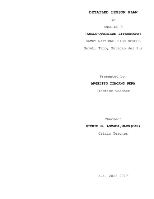 A Detailed Lesson Plan in English IV | DOCX