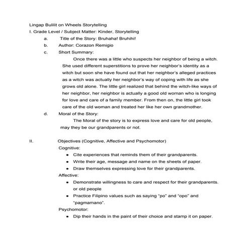 Bruhaha! Bruhihi!: Lesson plan: Storytelling | PDF