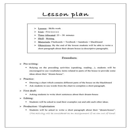 Lesson plan writing activity | DOC