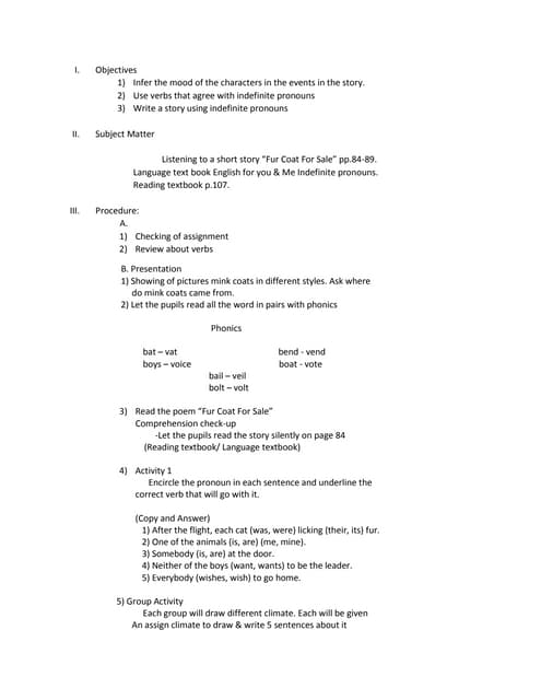 Word cline lesson plan | DOCX
