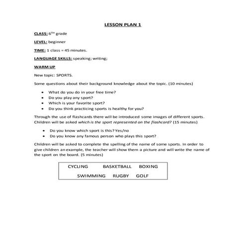 Lesson plan 1 | PDF