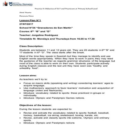 Lesson plan 3 - Sports and Hobbies | DOCX
