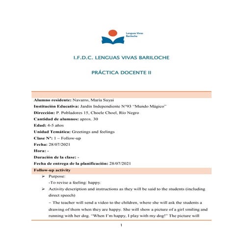 Lesson plan 1 follow-up - p | PDF