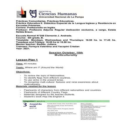 Lesson Plan N° 1 | DOCX