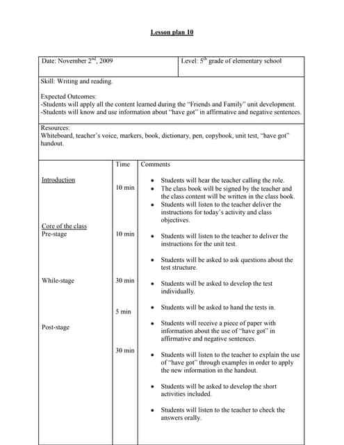 Lesson plan - Action Verbs | DOCX | Education