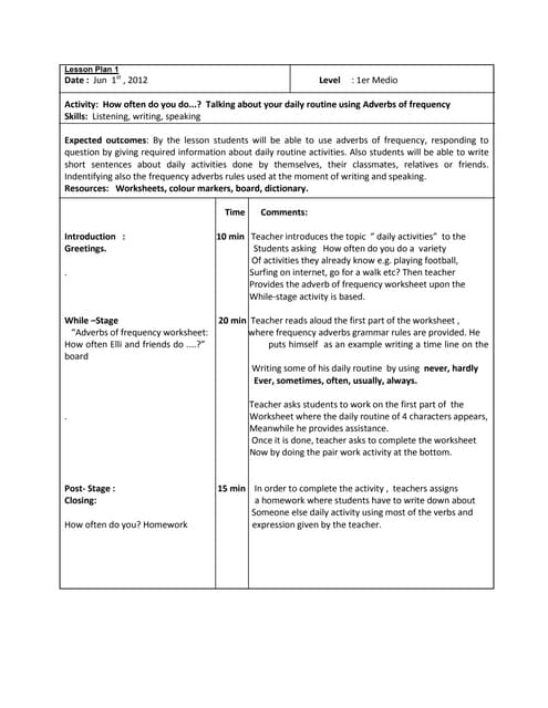 Lesson plan - Action Verbs | PDF