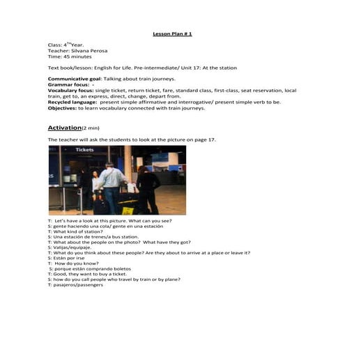 Lesson plan #1 at the station | DOCX